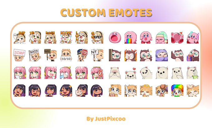 Make a custom twitch, youtube emotes for you by Justpixcoo | Fiverr