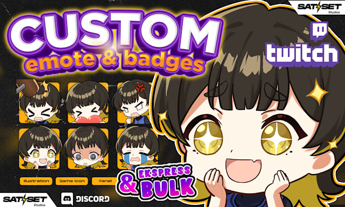 Create custom kawaii style emotes express for your stream by Satset_std ...