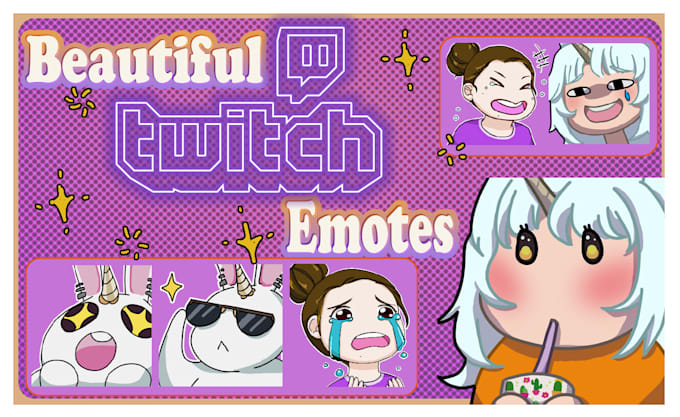 Draw you beautiful custom twitch emotes by Shizukasana | Fiverr