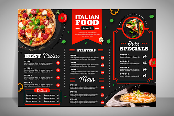 Make eye catching restaurant menu or bifold trifold food menu design by ...