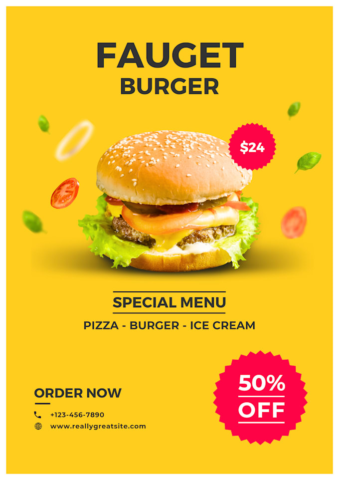 Design captivating flyer, poster, brochure, food menu , invitation card ...