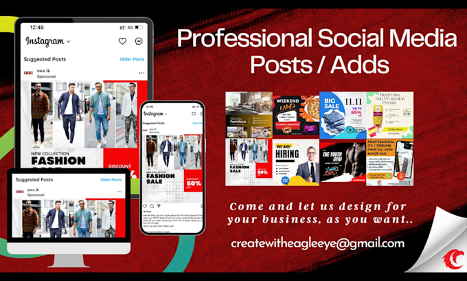 Design professional social media posts, instagram posts, facebook posts ...