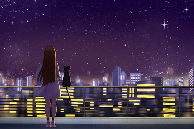 Do anime lofi background loop for your stream, anime brb, loading ...