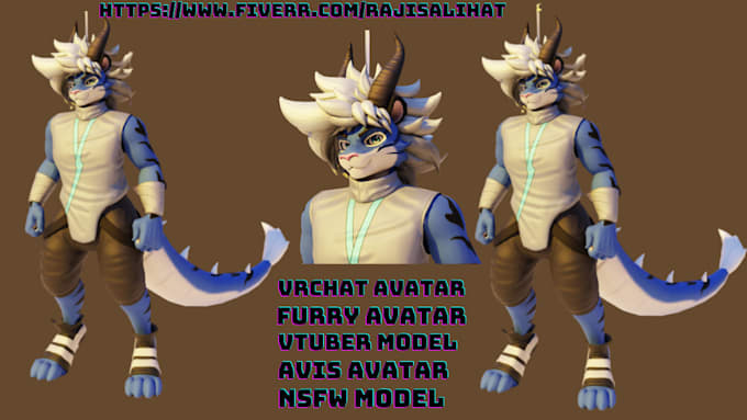 Create custom 3d model for vrchat avatar furry avis anime vtuber nsfw ...