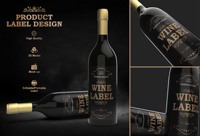 Do a label design with a 3d mockup and social media post by ...