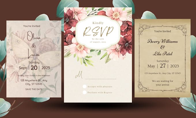 Design a vintage unique wedding invitation card by Artsygen | Fiverr