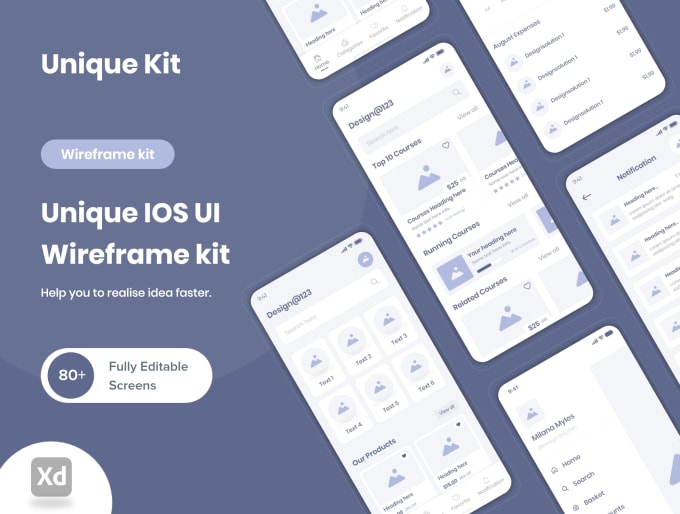Design unique ios ui wireframe kit by Designsolutionu | Fiverr