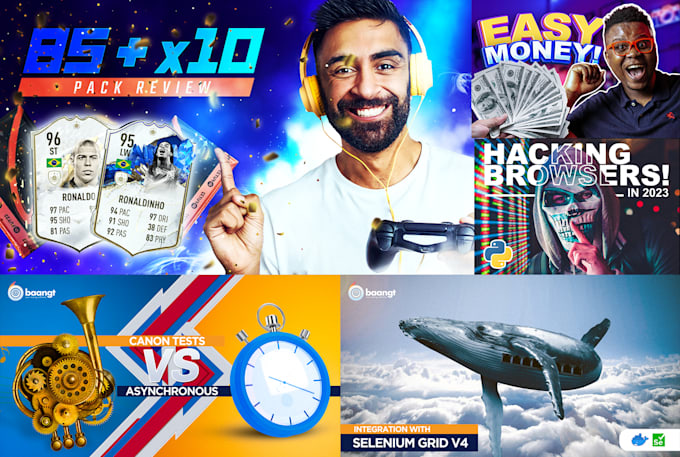 Create custom youtube thumbnails by Waelhelmi | Fiverr