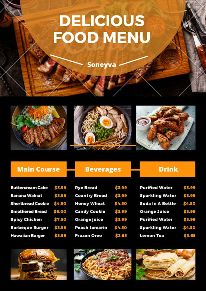 Design professional restaurant menu food menu or price list in 7 hours ...