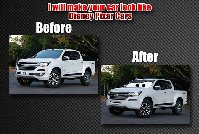 Make your car look like in disney pixar cars in 3 hours by Gwaart | Fiverr