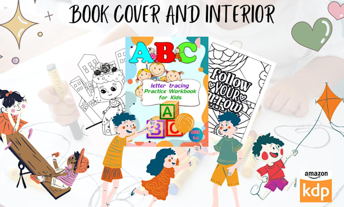 Create kids coloring book cover kids activity book interior cover ...