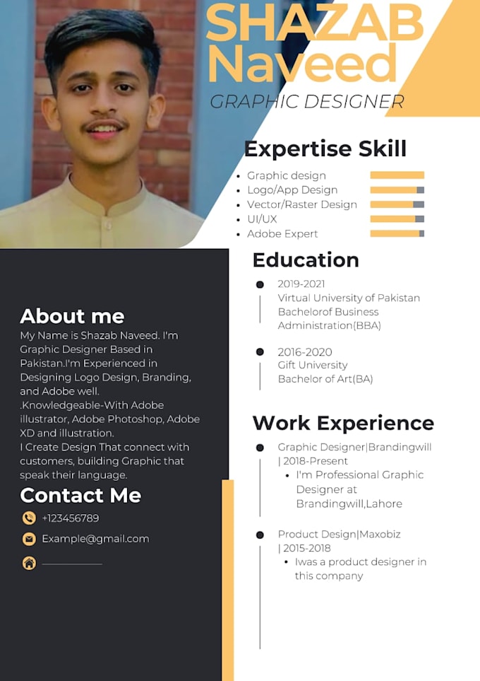 Perform modern and professional resume design and cv design by Shazab ...