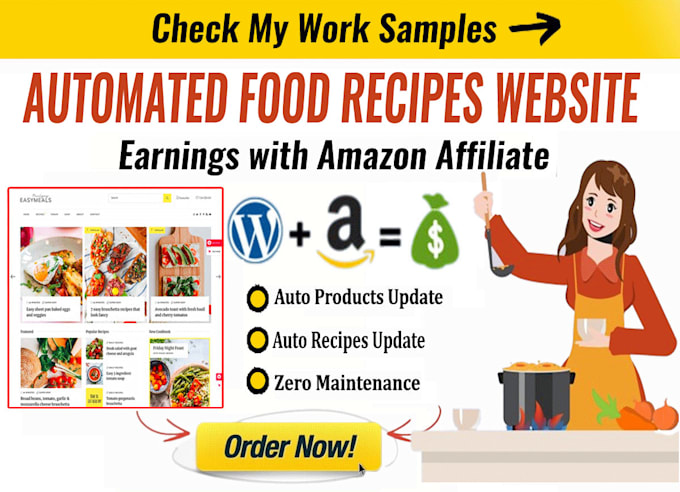 Build a profitable food recipe website with automated content creation by Wp_webster | Fiverr