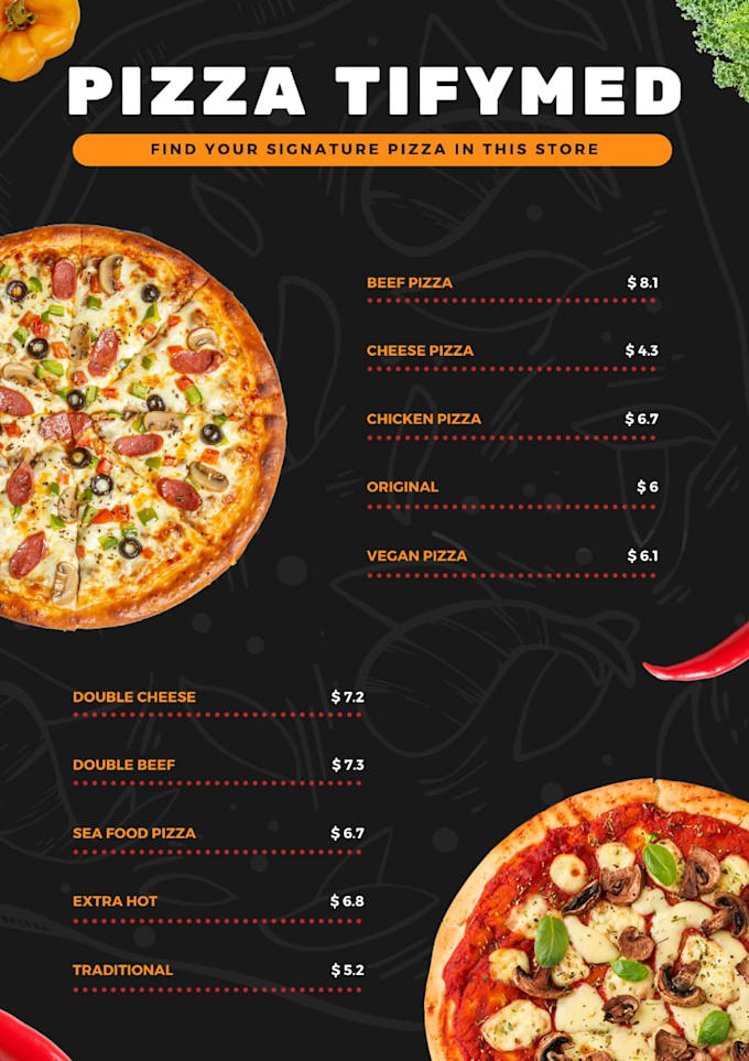 Design you restaurant bar spa beauty menu card by Jheghfhsd | Fiverr