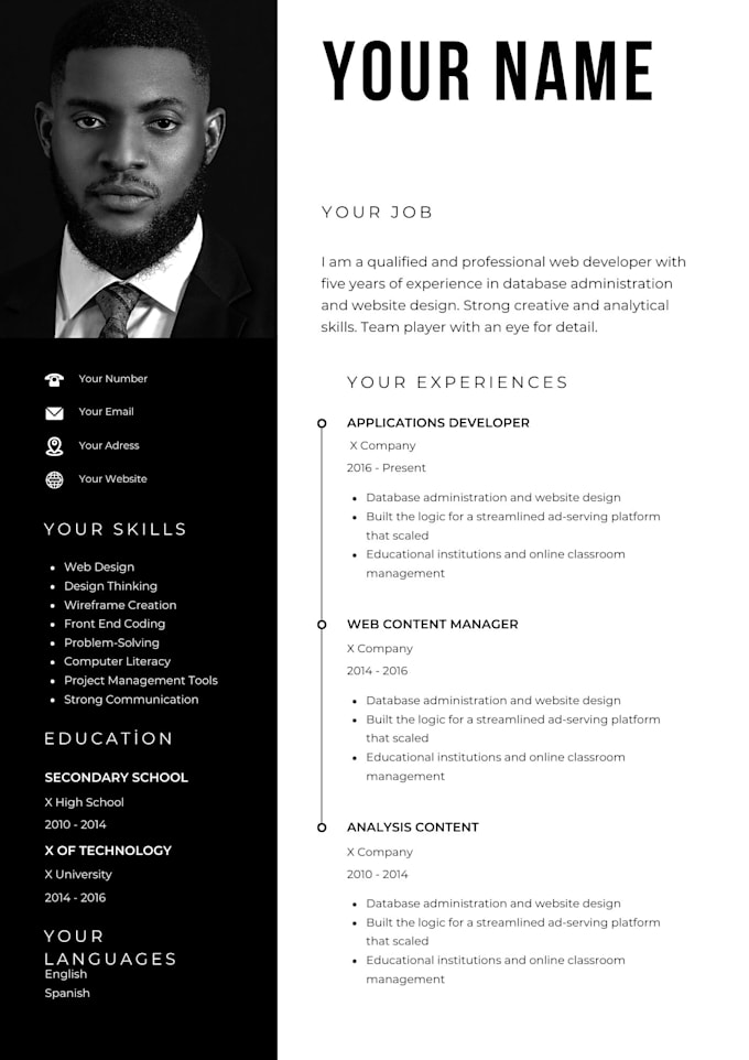 Design your cv for you in a short time and professionally by Flixcel ...