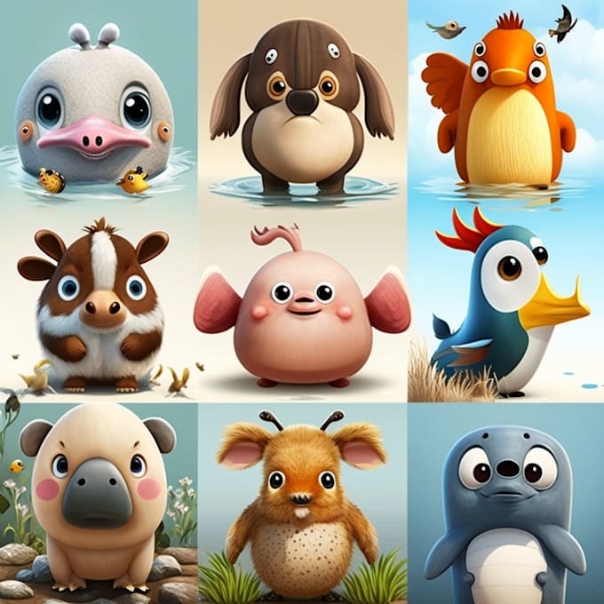 Draw cute animal cartoon characters by Wilsonahtan | Fiverr