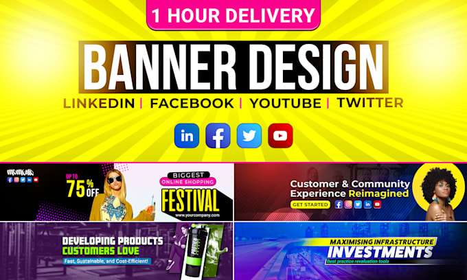 Design linkedin company header, facebook cover, youtube, twitter banner ...