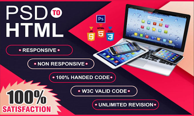 Psd To Html Xd Sketch To Html Figma To Html Bootstrap Responsive Design By Luqmanhussain77 Fiverr