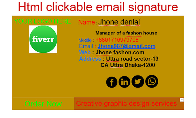 Design professional html clickable email signature by Nurhossain_2021 ... Design professional html clickable email signature by Nurhossain_2021 ...