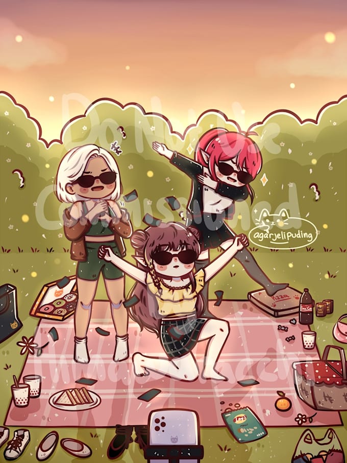 Draw you in semi chibi by Agarjelipuding | Fiverr