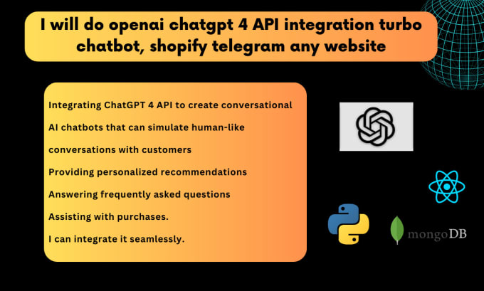 Do Openai Chatgpt4 Api Integration Turbo Chatbot Telgram Shopify Andany Website By Codestormpy