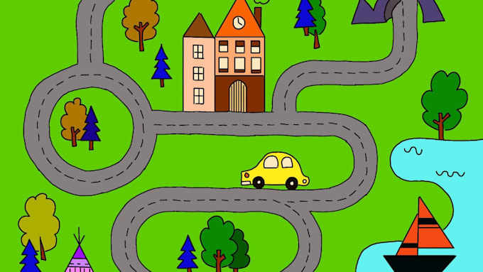 Create cute 2d map illustration design by Illustratorelly | Fiverr