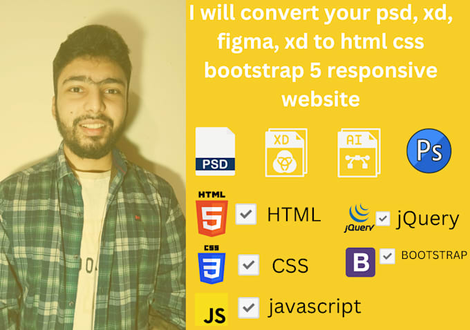 Convert Psd Figma Xd To Html Css Bootstrap Responsive Website By