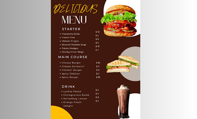 Design attractive,unique food or digital menu cards by Muhammadifti256 ...