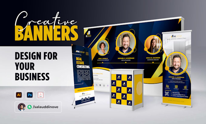 Design signage, stand sign, event backdrop, trade show and roll up ...