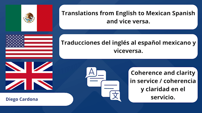 Translate from english to mexican spanish and vice versa by Dcardona24 ...