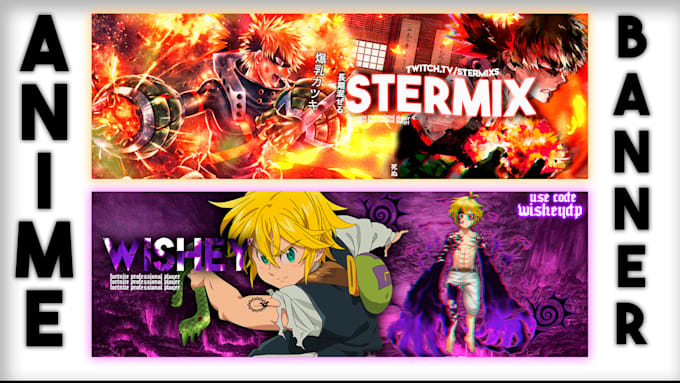 Make a anime banner for twitch, youtube, twitter etc by Naldoarts | Fiverr