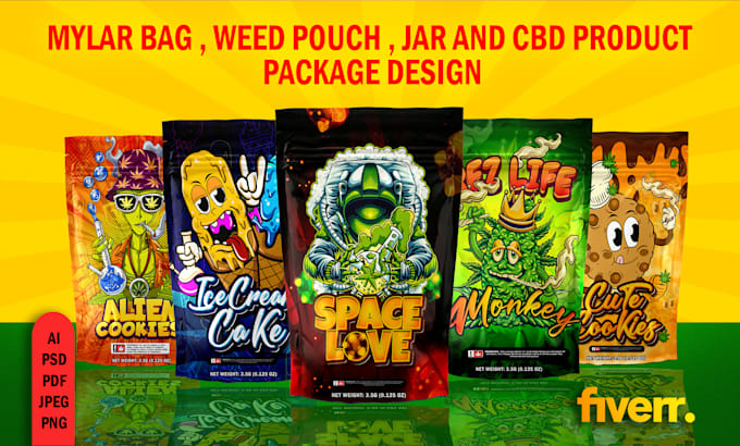 Design unique weed pouch, mylar bag, jar labels and cbd product labels ...