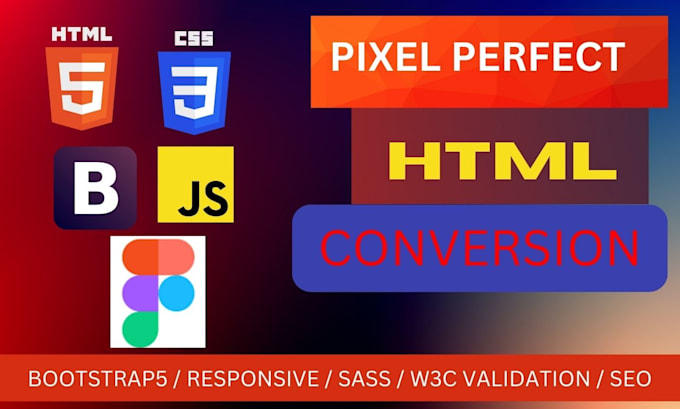 Convert figma to html, psd to html, design to css bootstrap by Htmlhub | Fiverr