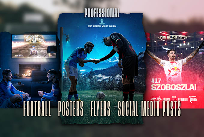 Create a proffesional football,soccer poster, flyer,social media ...