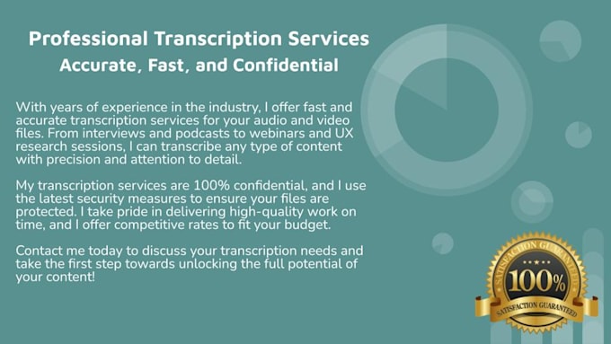 Make your content speak volumes with precise transcripts by Cjobey | Fiverr