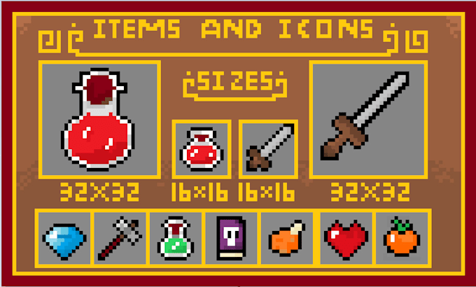 Design pixel items or icons in png and jpeg by Rabiakbulut | Fiverr