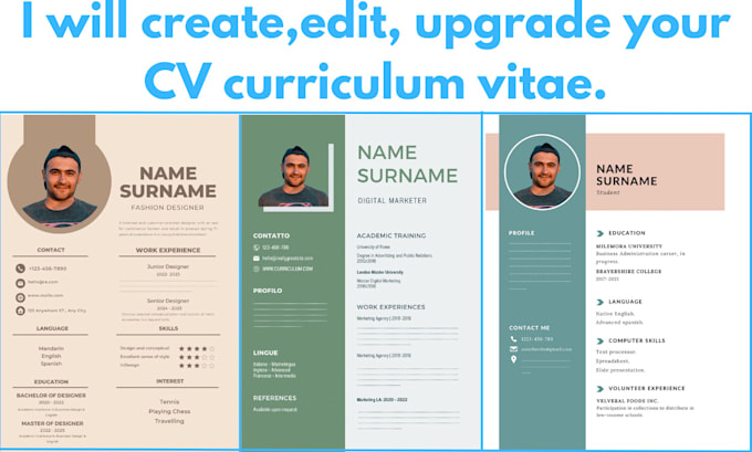 Create,edit, upgrade your cv curriculum vitae by Achillemarta | Fiverr