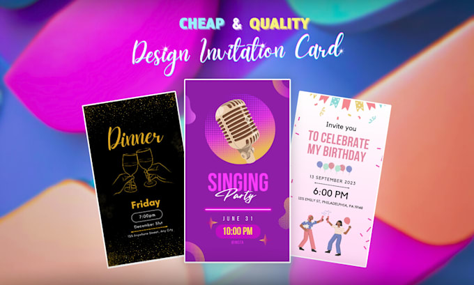 Make design an invitation card to your wedding, birthday etc by ...