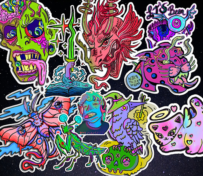 Create a hand drawn custom sticker design in my style by Stickyartist ...