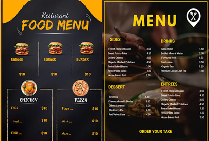 Design modern and professional restaurant menu design by Stoph10 | Fiverr
