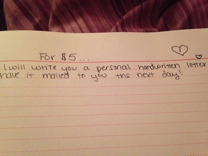 Write a creative, thoughtful, handwritten letter by Hickmanb12 | Fiverr