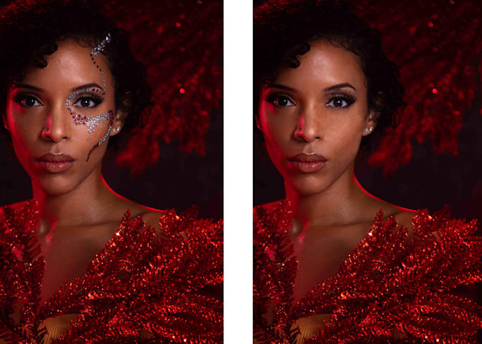 Perform a skilled retouching procedure on natural beauty features by ...