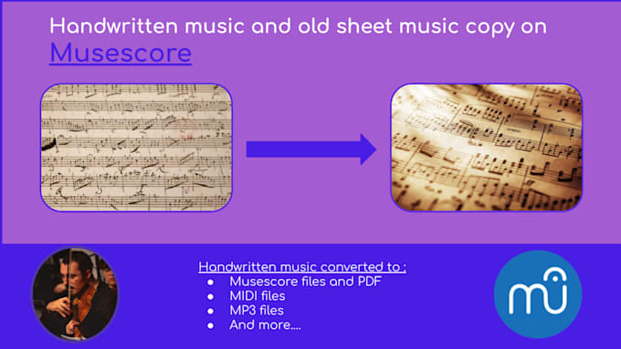 Copy your music scores to musecore, convert to midi file by Andreas_au | Fiverr