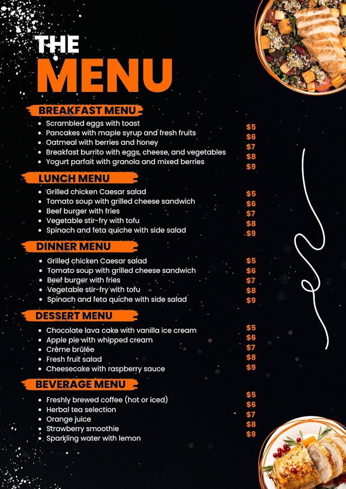 Create food menu design, restaurant menus and price list by ...