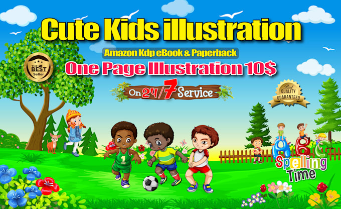 Illustrate cute kids design, one page illustration by Lipu_designer ...