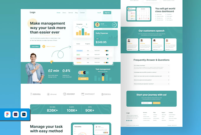 Design modern web template, landing page in psd, xd or figma by Ui_designer2 | Fiverr