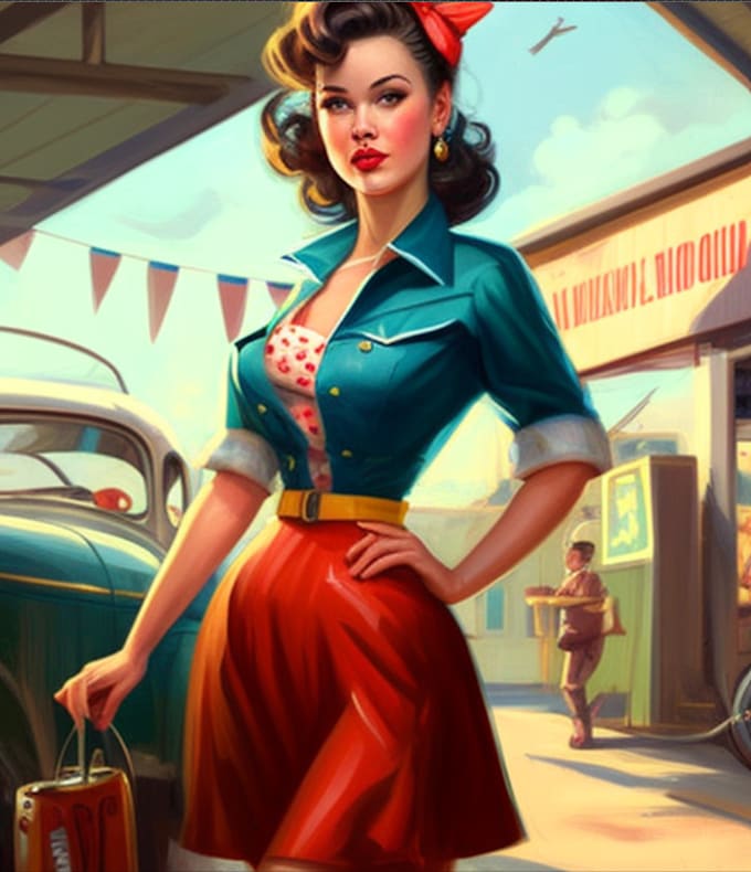 Make you an illustration of a beautiful girl or pin up girl by Rhinepa ...