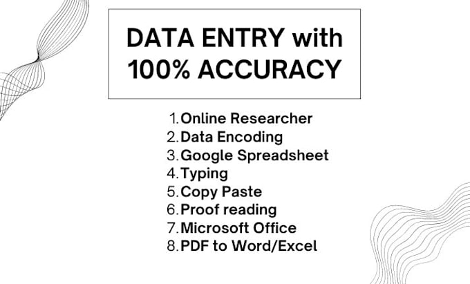 Do data entry, excel, copy paste, typing job, word, pdf to excel, pdf to word by Alysza19 | Fiverr