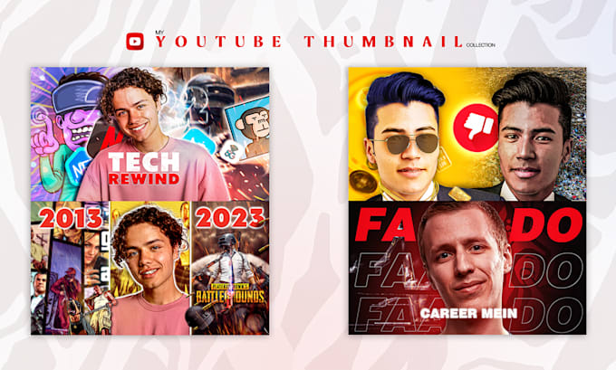 Design attention grabbing youtube thumbnails by Rajydesign | Fiverr