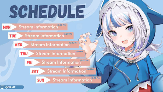 Create beautiful vtuber stream schedule by Chiiligaming | Fiverr